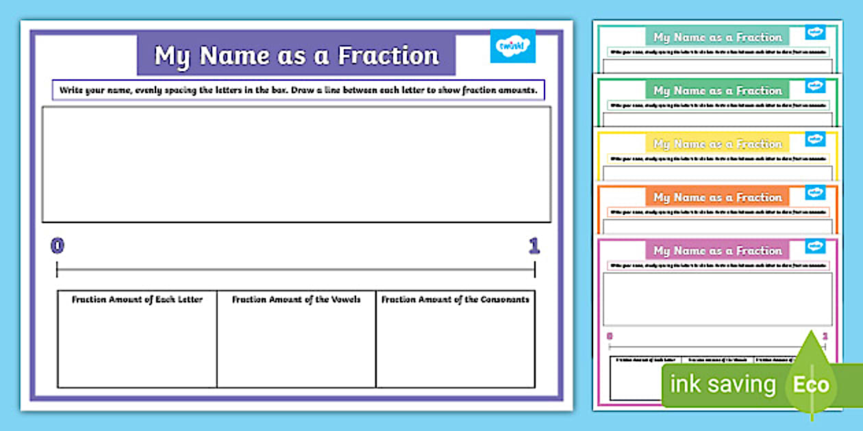 My Name as a Fraction (teacher made) - Twinkl