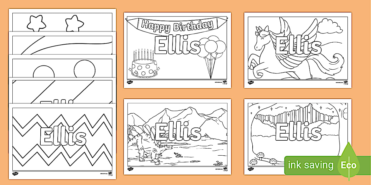 Free Ellis Name Simple Colouring Activity Sheet for Kids!
