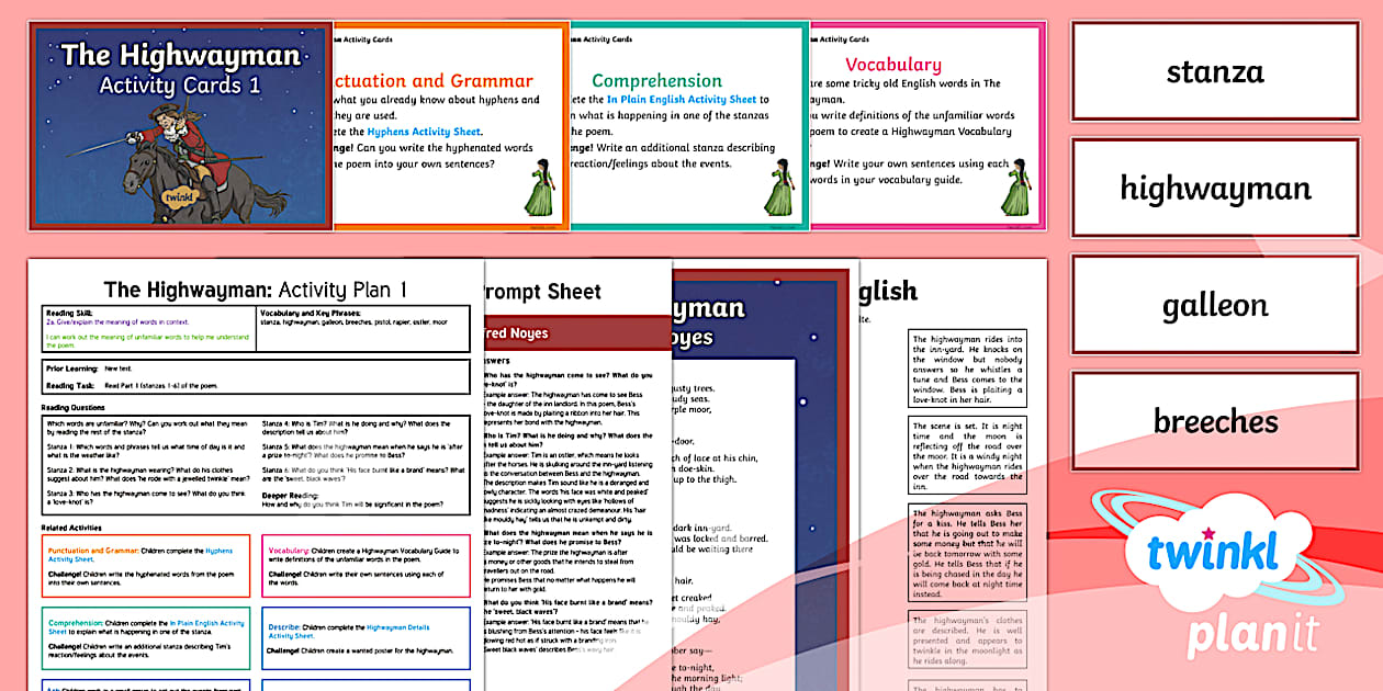 Y6 The Highwayman: Activity Plan 1 PlanIt Guided Reading Pack to Support