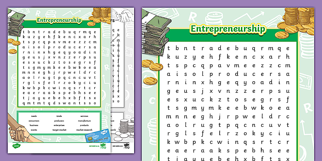 Entrepreneurship - Word Search (teacher made) - Twinkl