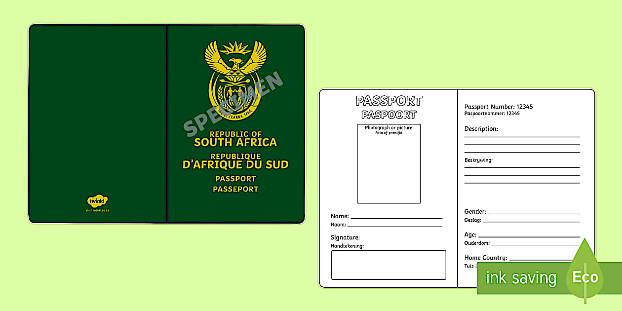 South African Passport Crafts I Resource I Twinkl - Twinkl
