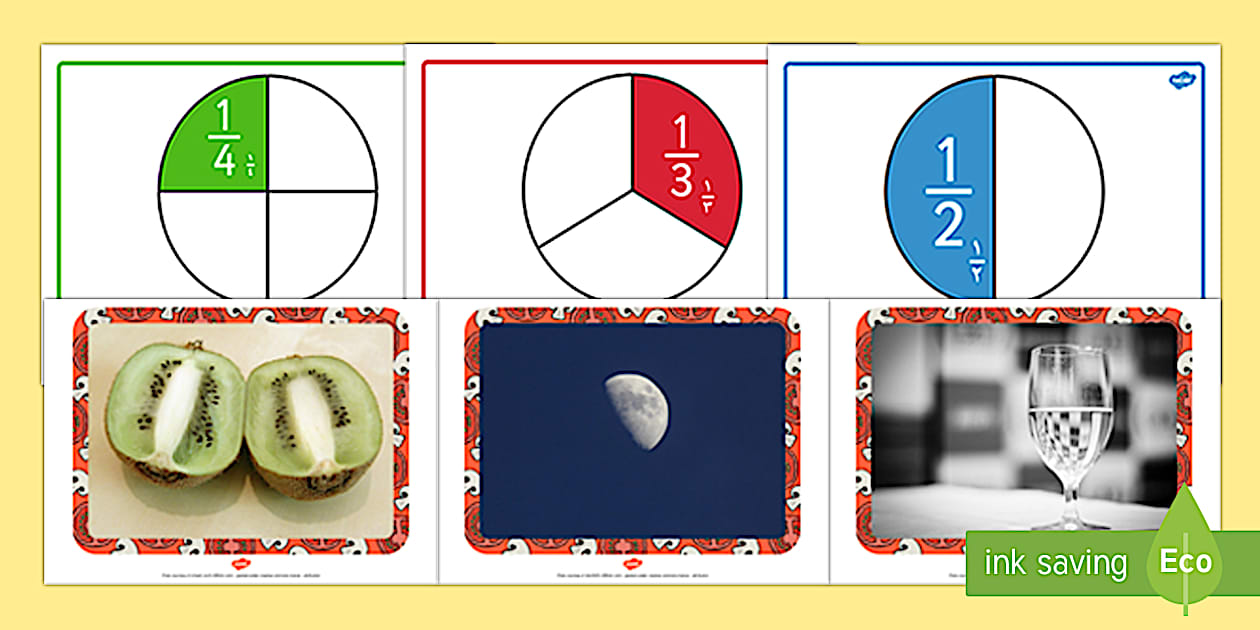 Fractions Display Pack Year 2 - English/Arabic - Twinkl