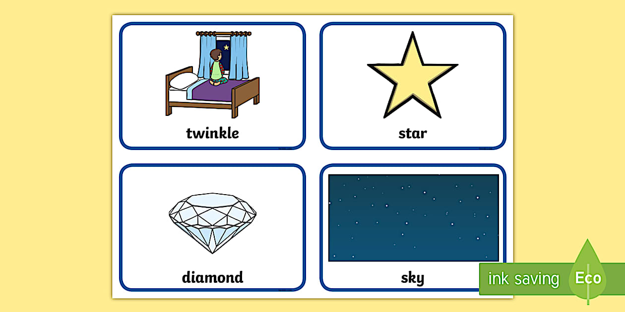 Twinkle, Twinkle, Little Star Nursery Rhyme Picture Flashcards