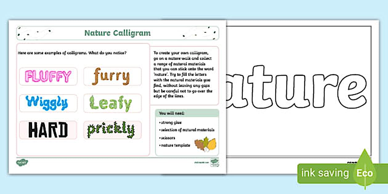 Nature Calligram Activity (Teacher-Made) - Twinkl