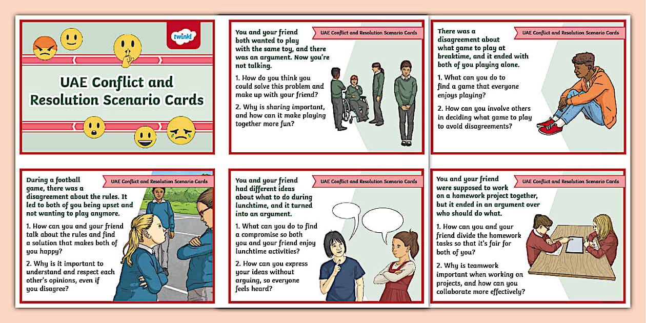 KS2 UAE Conflict and Compromise Scenario Cards - Twinkl