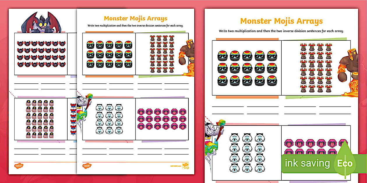 Monster Mojis Arrays (teacher made) - Twinkl