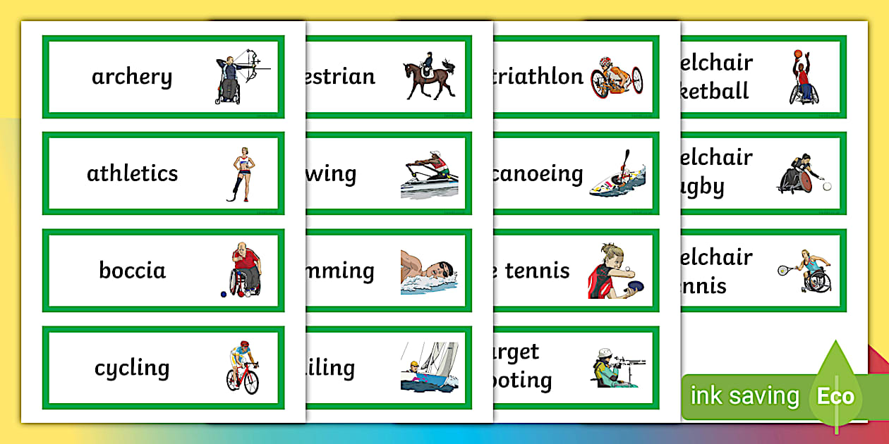 SA Para-Games Sports Word Cards (teacher made) - Twinkl