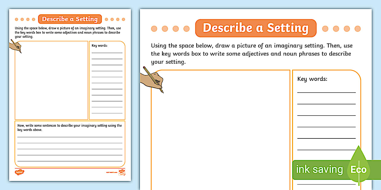 Describe a Setting Planning Template, Imaginary Setting