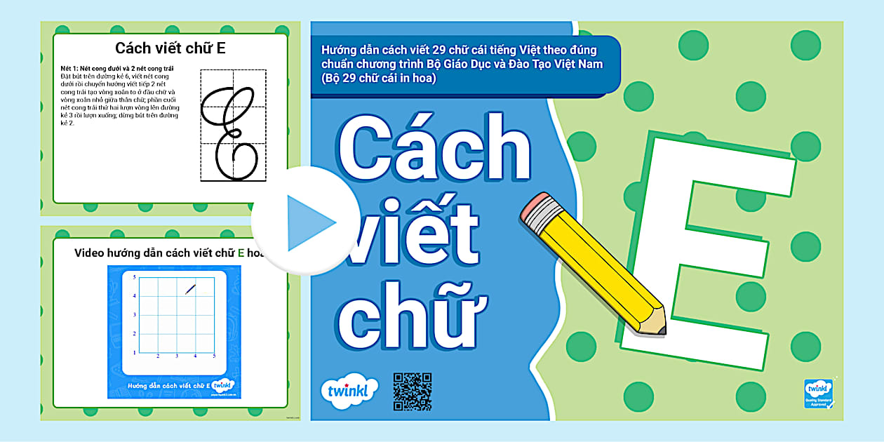 PowerPoint cách viết chữ E in hoa theo chuẩn BGDĐT