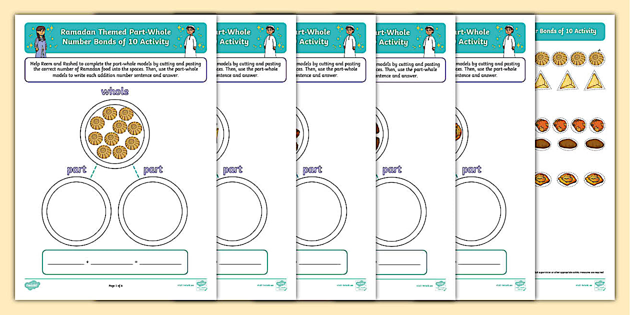 Ramadan Themed Part-Whole Number Bonds of 10 Activity