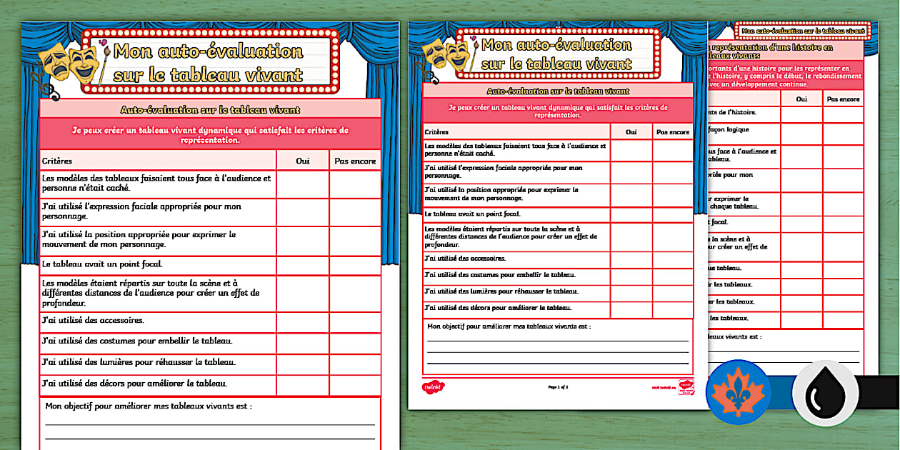 Self Reflections Tableaux Vivants French (teacher made)