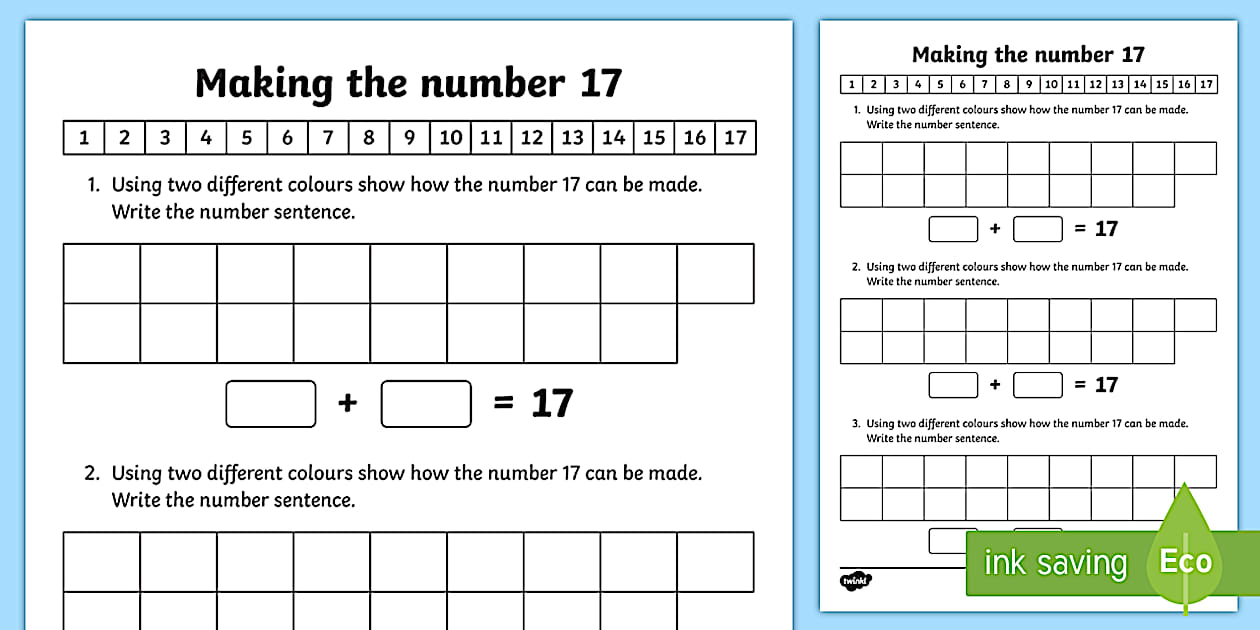 Ways of making 17 Worksheet / Worksheet - Twinkl