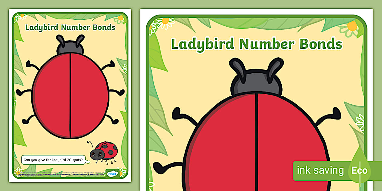 Editable Number Bonds of 20 Ladybird Activity Mat - Twinkl