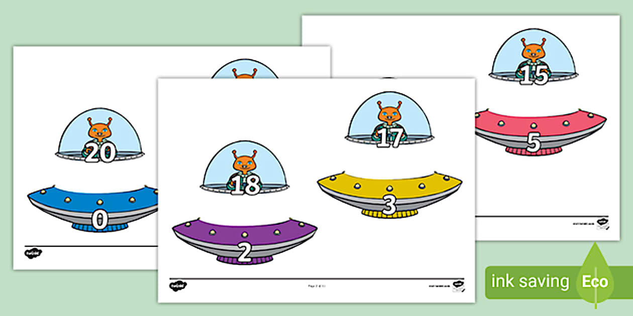 Editable Number Bonds of 20 (Aliens and Spaceships) - Twinkl