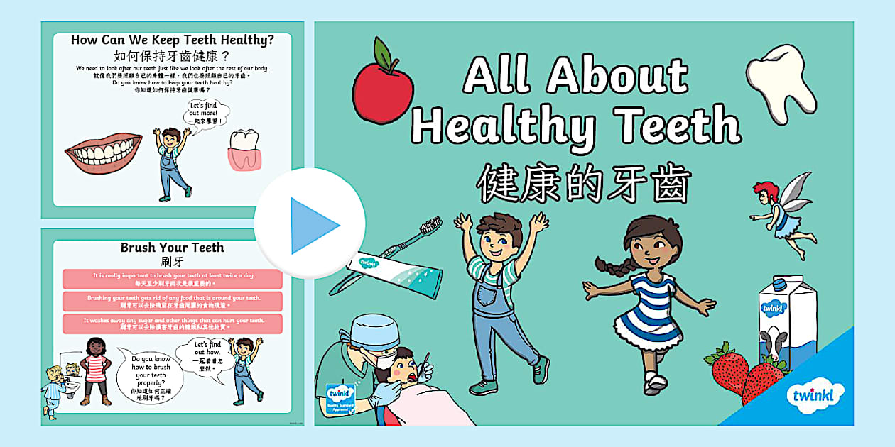牙齒保健｜All About Healthy Teeth PowerPoint｜中英雙語