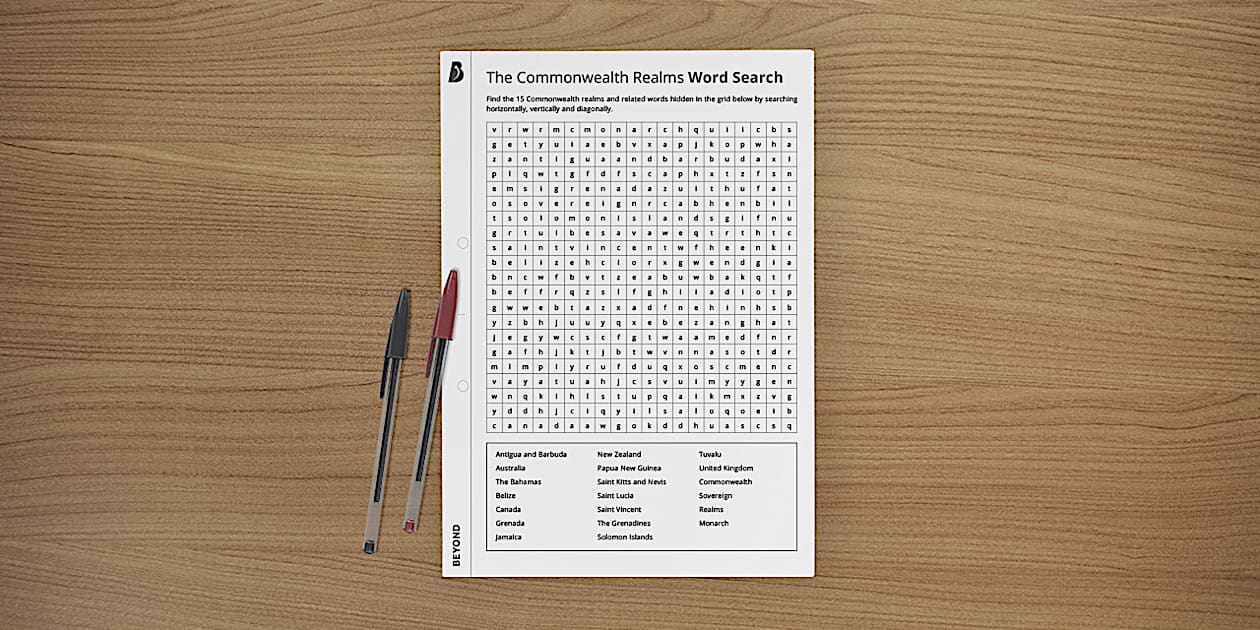 The Commonwealth Realms Word Search (Teacher-Made) - Twinkl