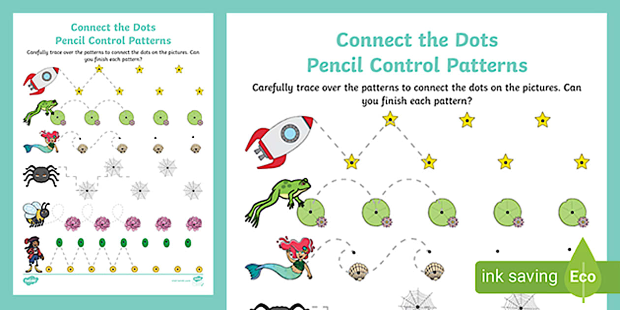 Connect the Dots Pencil Control Patterns Worksheet - Twinkl