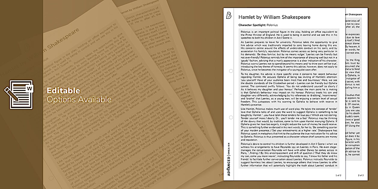 Hamlet Revision: Character Spotlight - Polonius - Twinkl