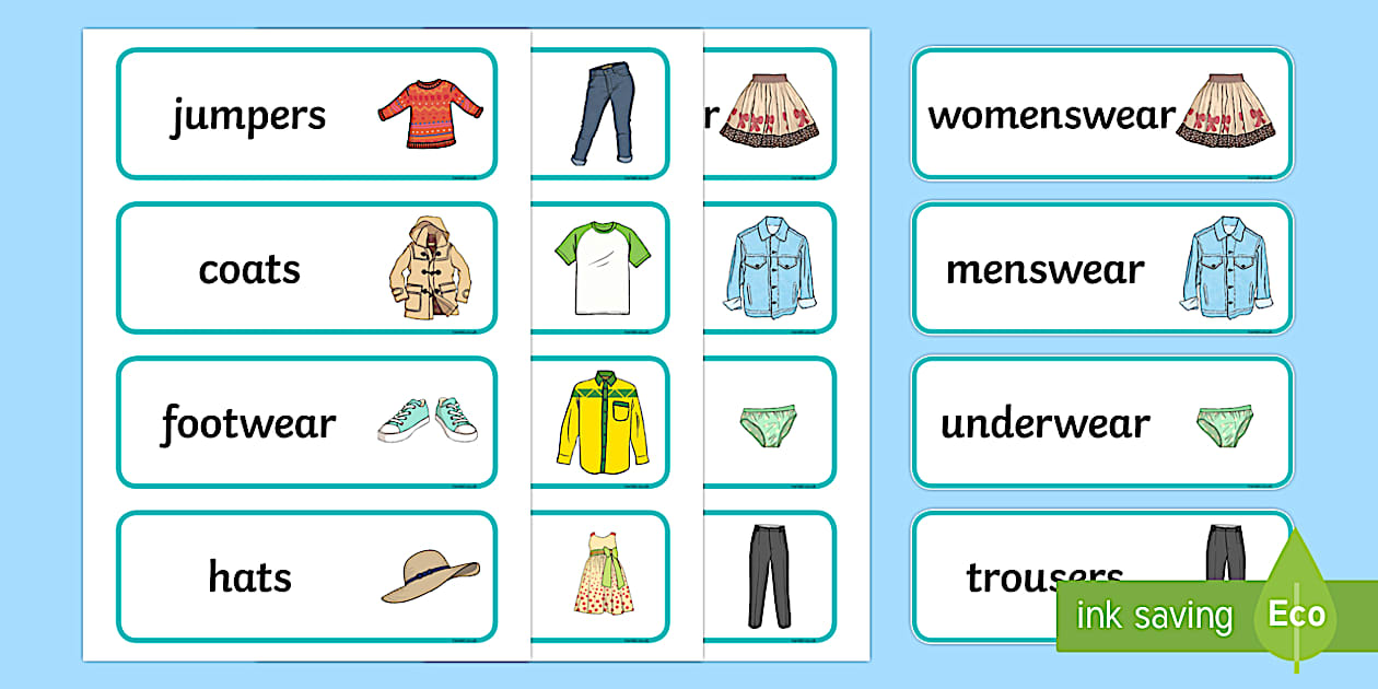 Clothes Shop Labels - ESL Clothes Role Play (teacher made)