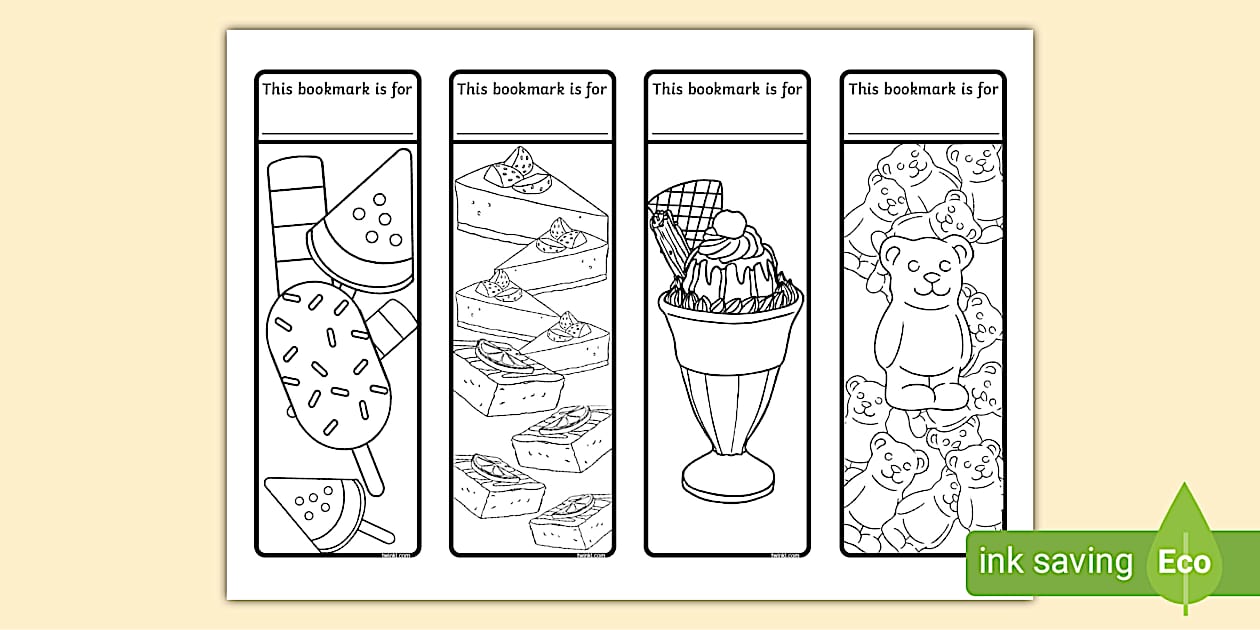 Delicious Looking Dessert Bookmark to Colour | Twinkl | KS1