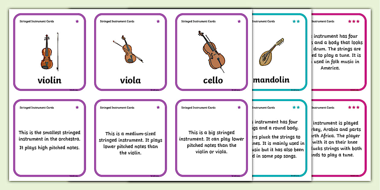 👉 KS1 String Instrument Matching Activity Cards - Twinkl