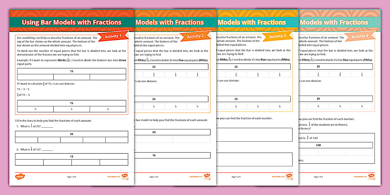 Year 4 Fraction Diagram Activity Sheets | Twinkl Maths