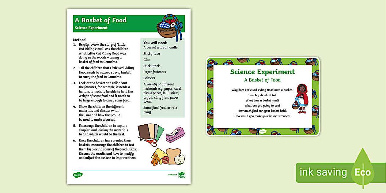 EYFS A Basket of Food Science Experiment and Prompt Card Pack