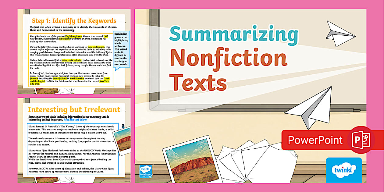 Summarizing Nonfiction Texts PowerPoint for 3rd-5th Grade