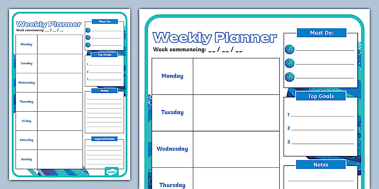 Space-Themed Weekly Planner (Teacher-Made) - Twinkl