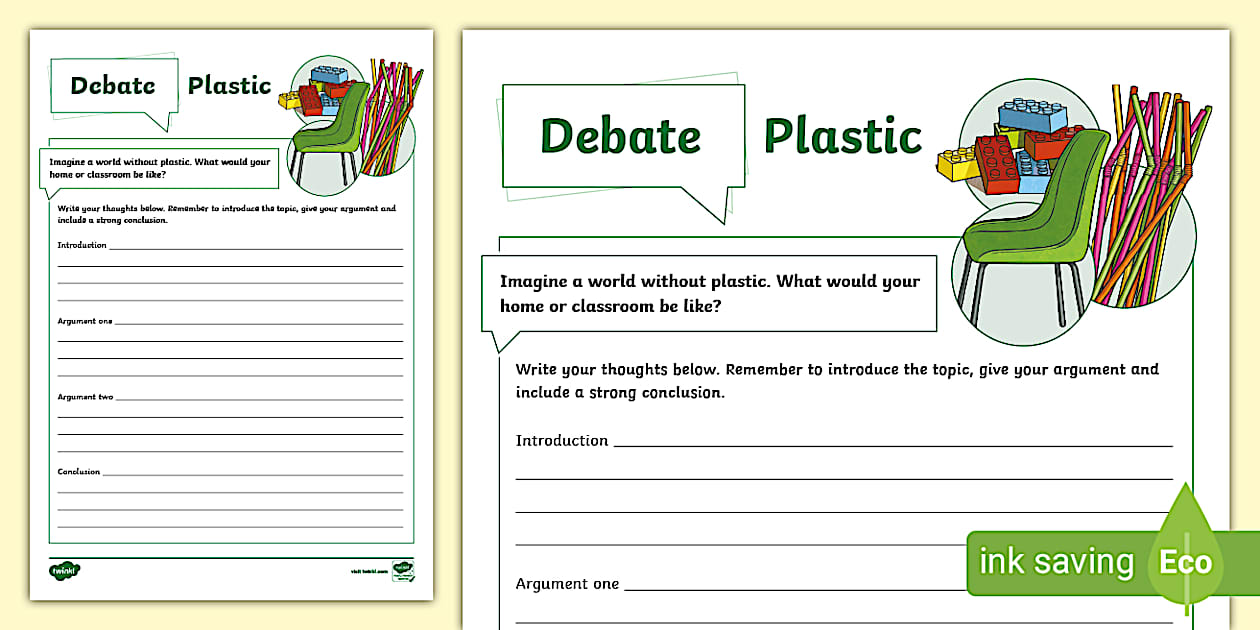 A World Without Plastic Debate Writing Frame (teacher made)