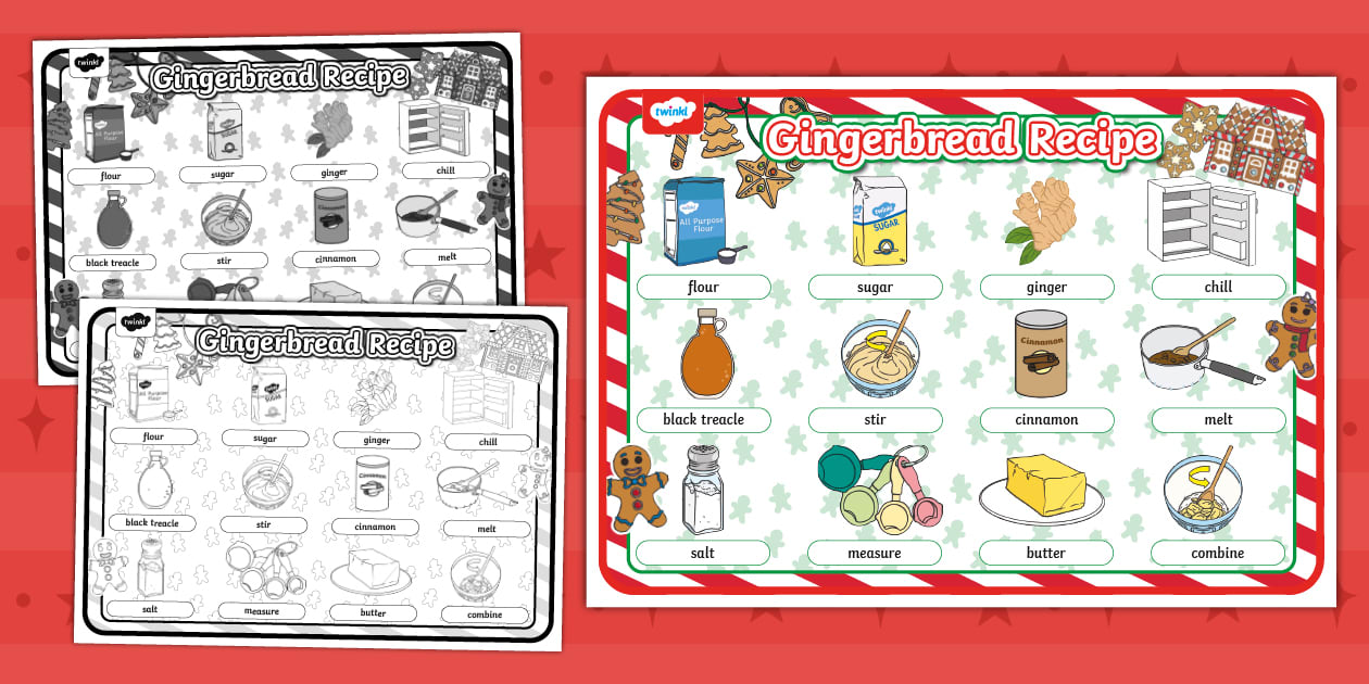 Gingerbread Recipe Word Mat - Twinkl Word Mats - Twinkl