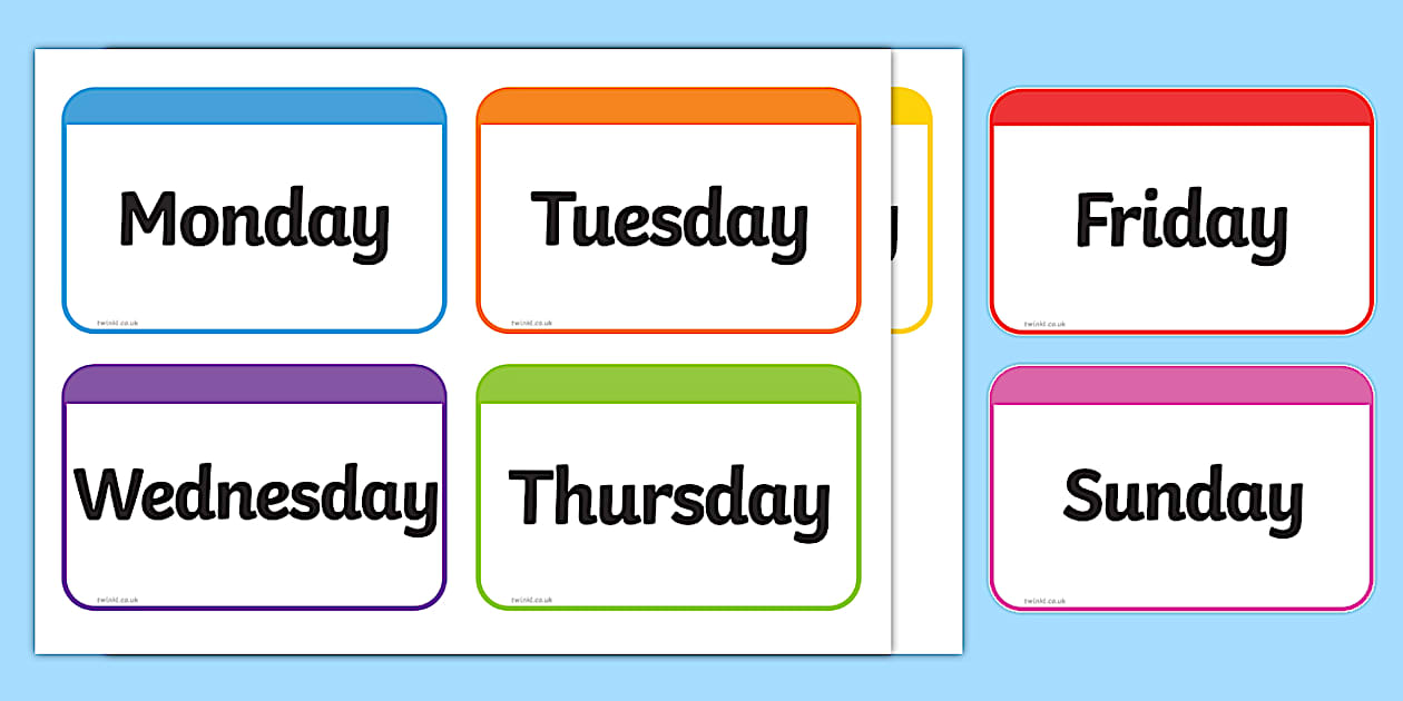 Cursive Days of the Week Flashcards (l'enseignant a fait)