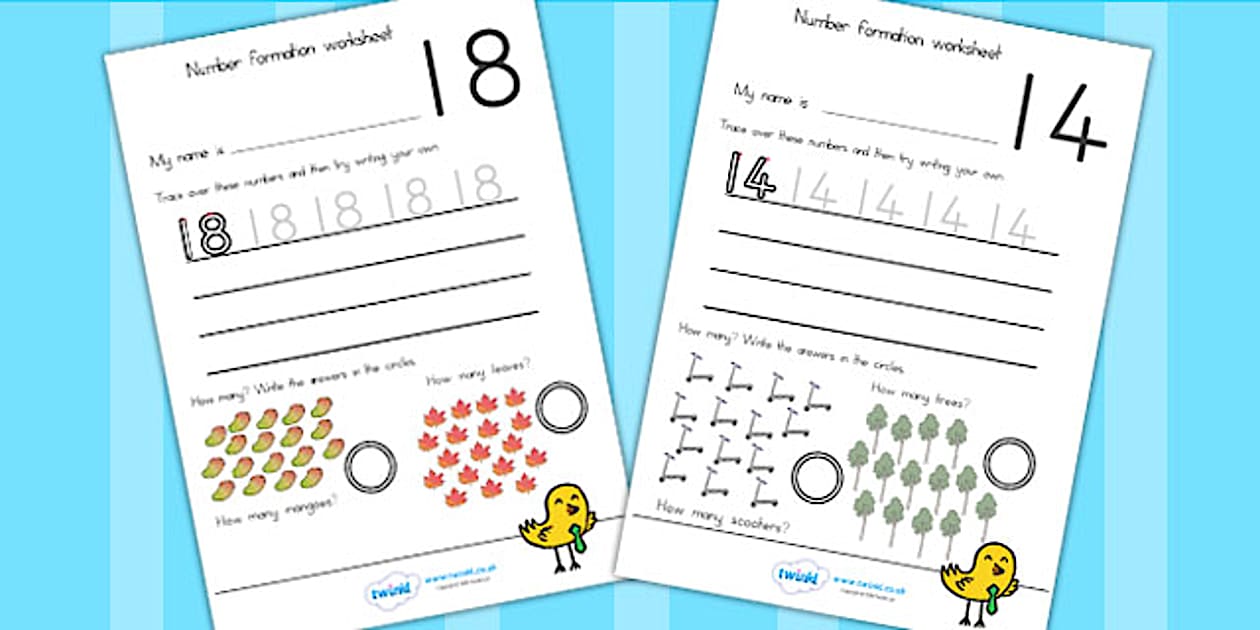 Number Formation Worksheets 10 20 (teacher made) - Twinkl