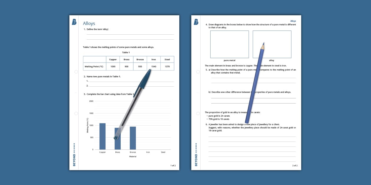 KS3 Alloys Worksheet | Science | Beyond (teacher made)