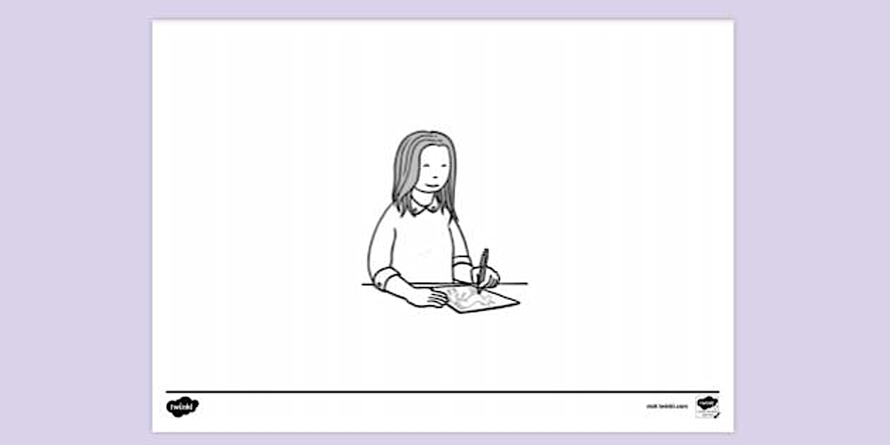 Girl Drawing Colouring Sheet | Colouring | Twinkl Resources