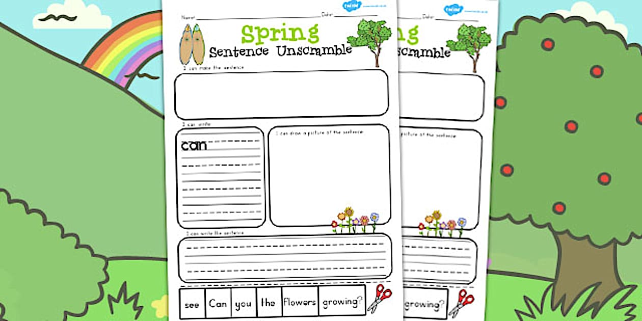 Spring Sentence Unscramble (teacher made) - Twinkl