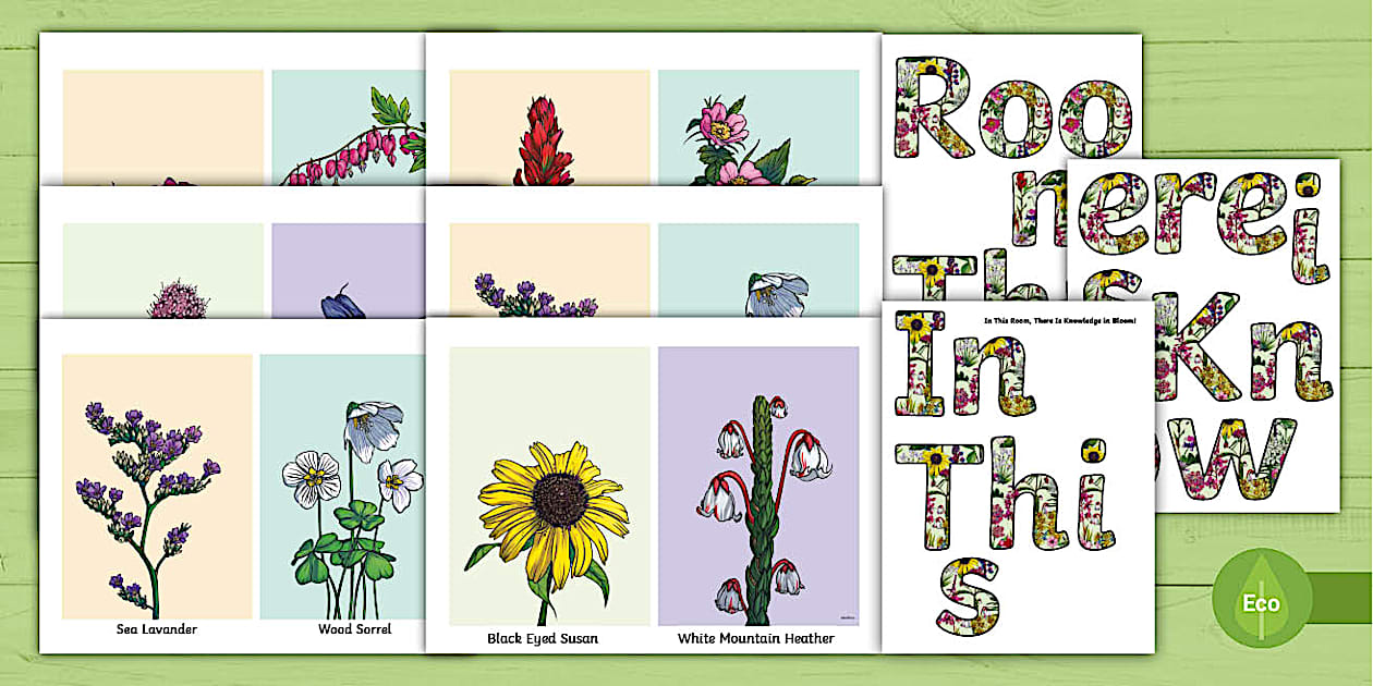 Canadian Spring Flowers Classroom Door Decoration Pack