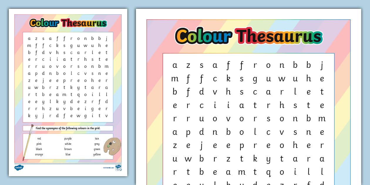 Colour Thesaurus Word Search - Twinkl - KS2