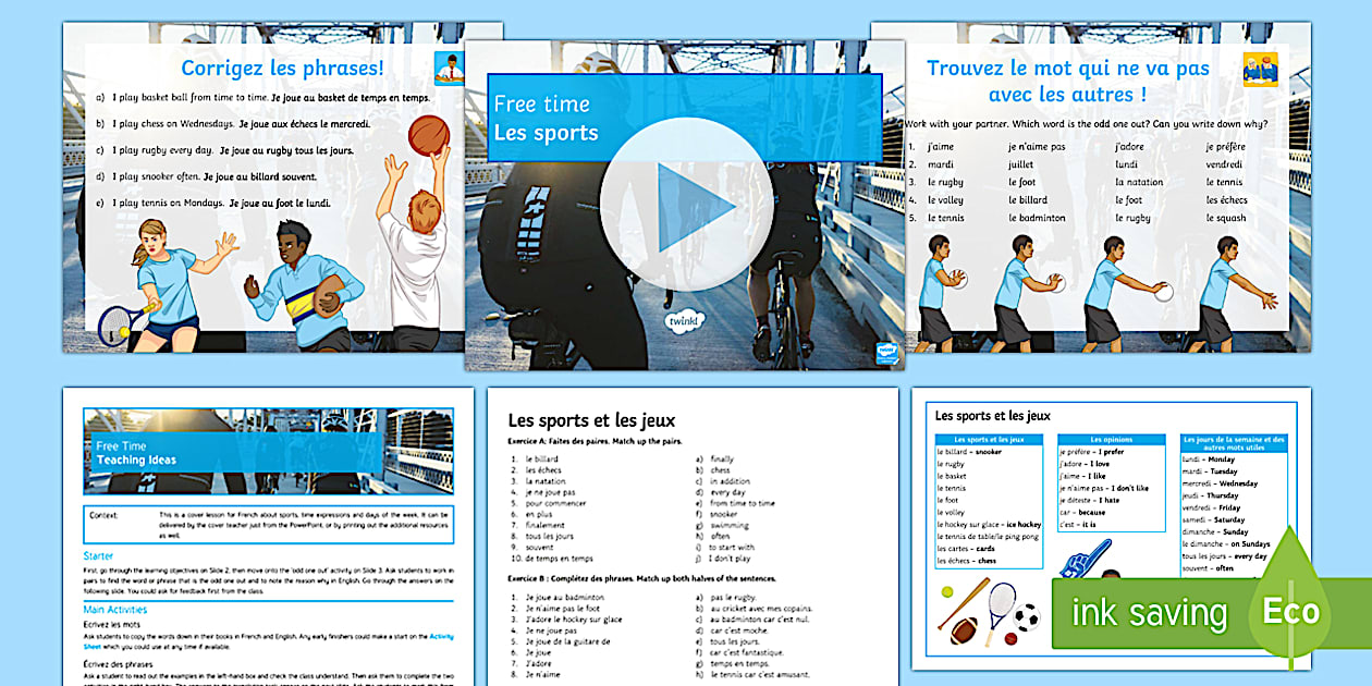 Cover Lesson: Sport Lesson Pack French | Twinkl Resources