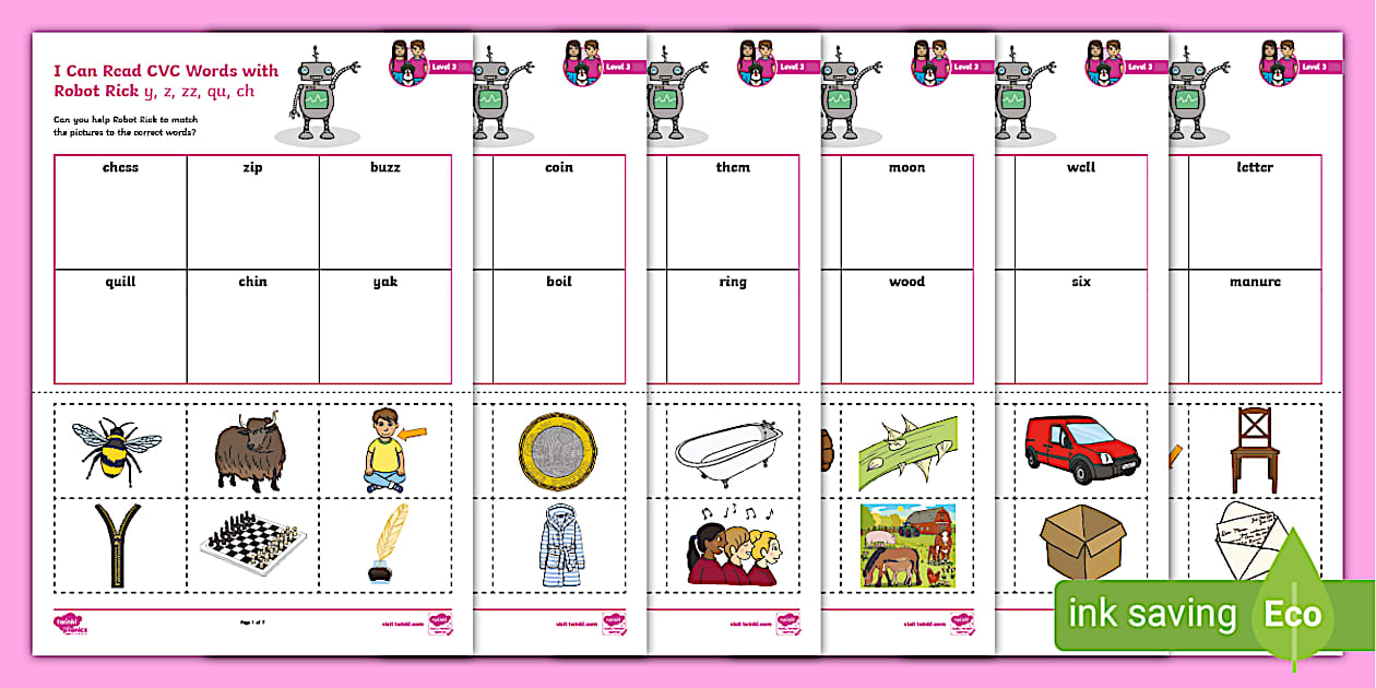 Level 3 I Can Read CVC Words with Robot Rick- Primary Resources