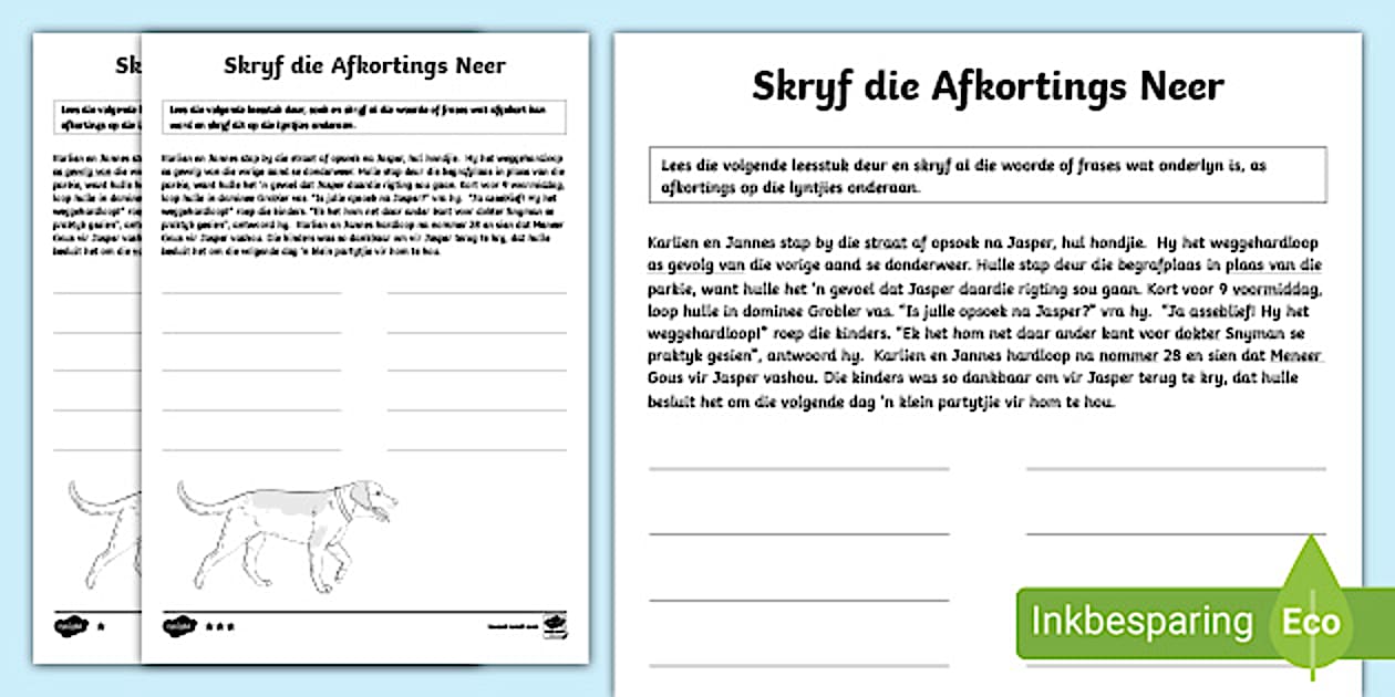 Skryf die Afkortings Neer Aktiwiteit