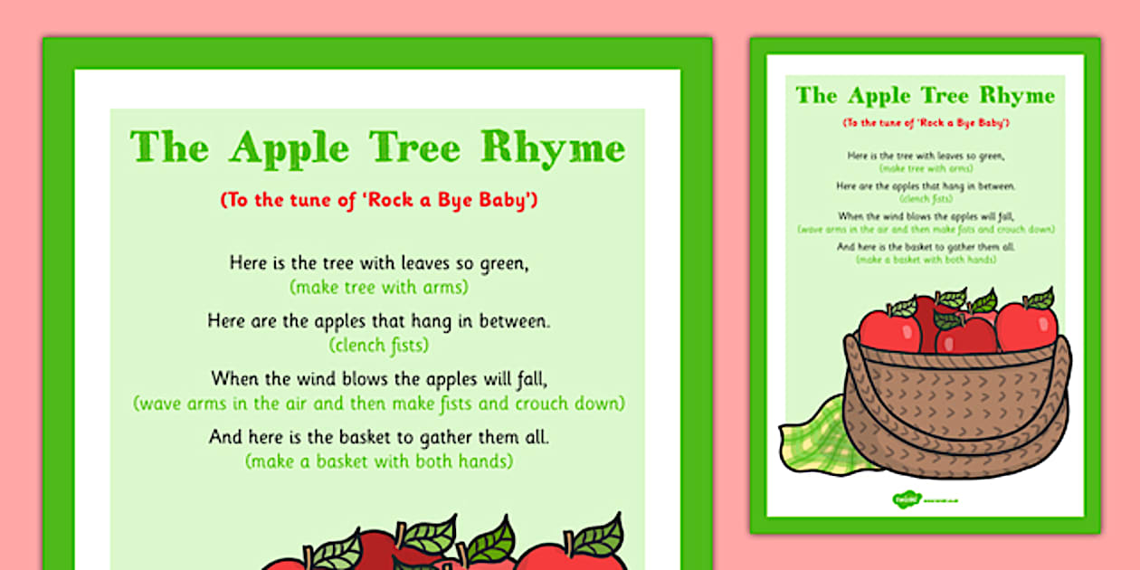 Black and White The Apple Tree Rhyme (teacher made) - Twinkl
