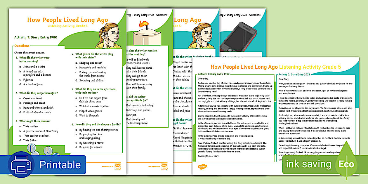 How People Lived Long Ago - Listening Activity Grade 5
