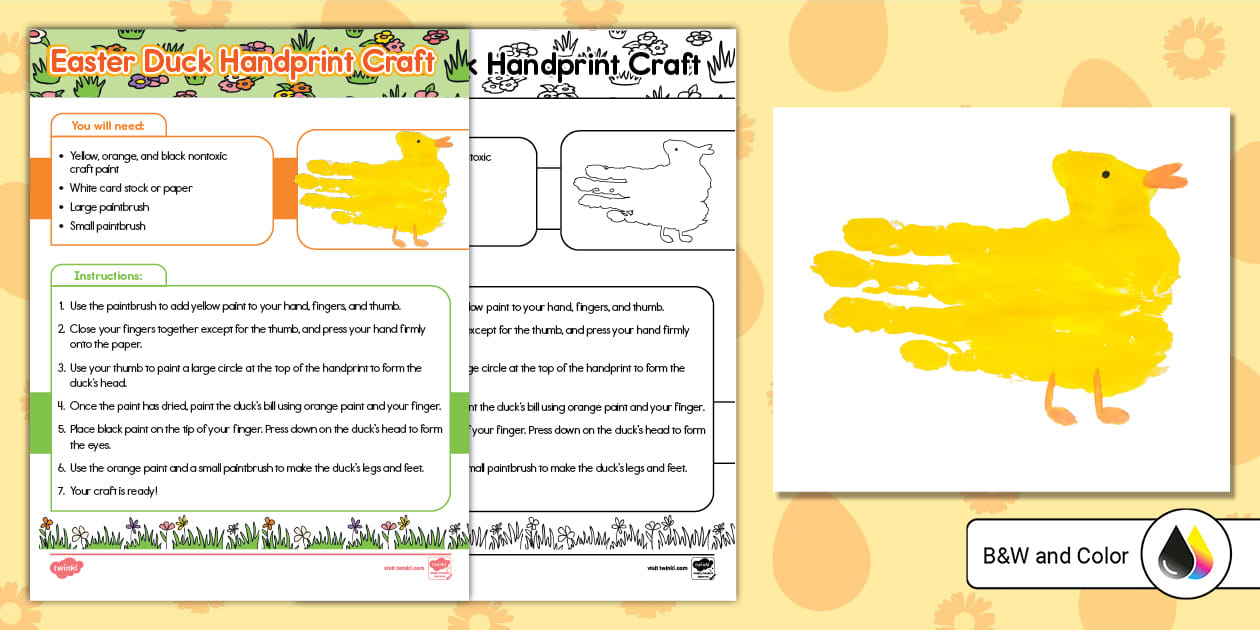 Easter Duck Handprint Craft (l'enseignant a fait) - Twinkl