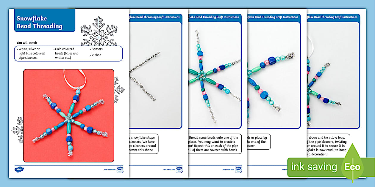 Simple Snowflake Craft Instructions (teacher made) - Twinkl