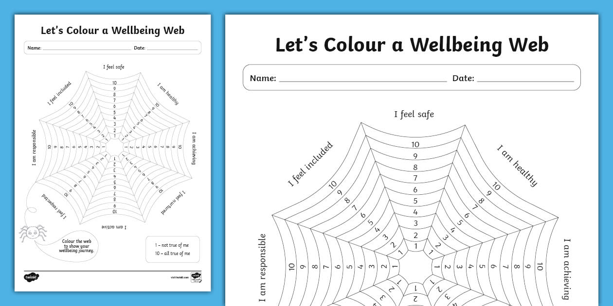 Let's Colour a Wellbeing Web Activity Sheet (teacher made)