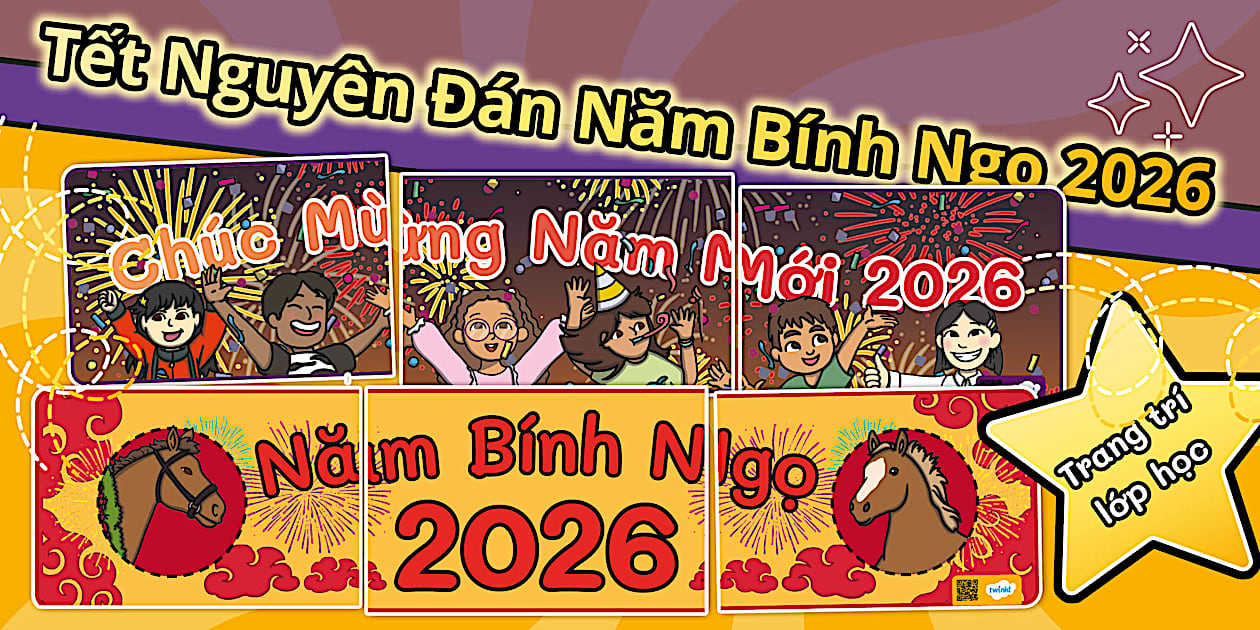 Bộ Banner Trang Trí Chúc Mừng Năm Mới - Năm Bính Ngọ 2026
