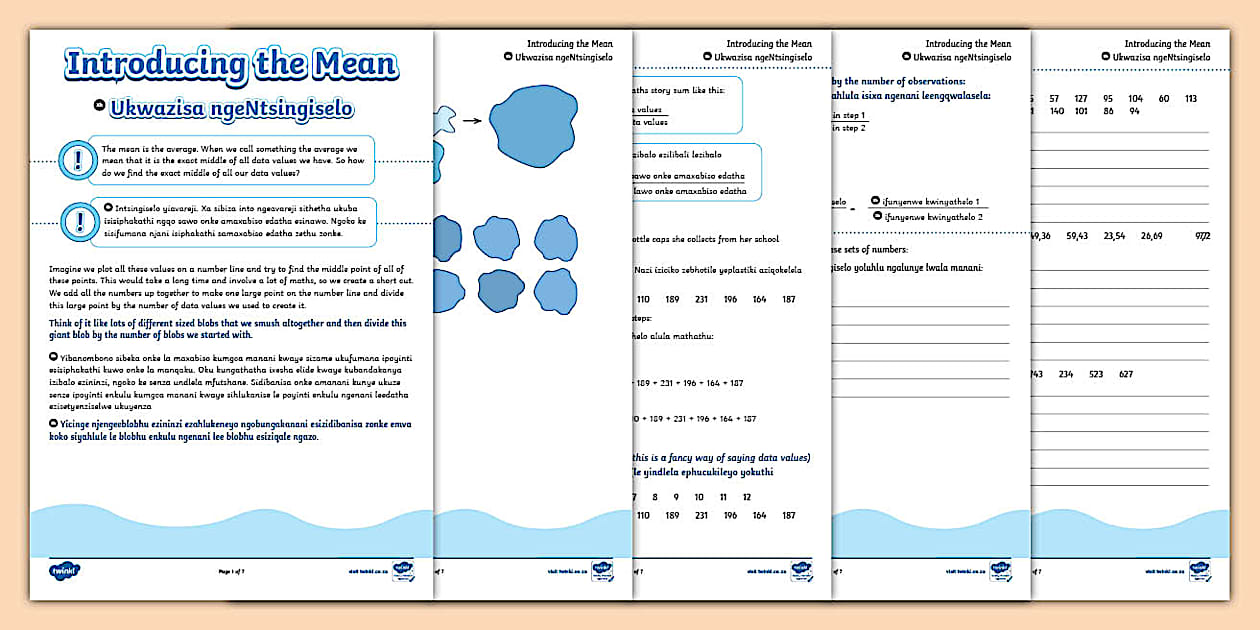 Grade 7 Maths - Term 4 - Introducing the Mean - Activity sheet - isiXhosa