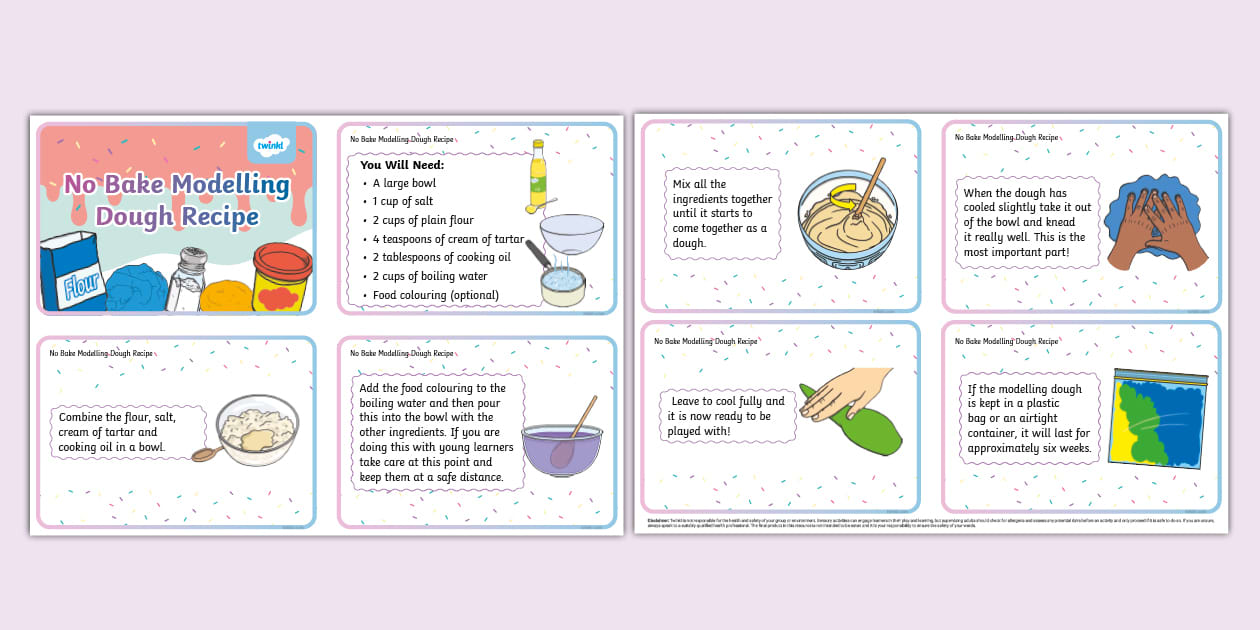 No Bake Modelling Dough Recipe Cards (teacher made) - Twinkl