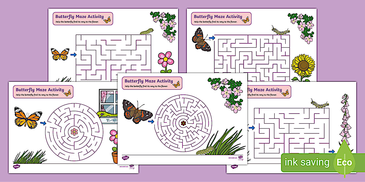 Brilliant Pack of Butterfly Maze Activity Worksheets | KS1